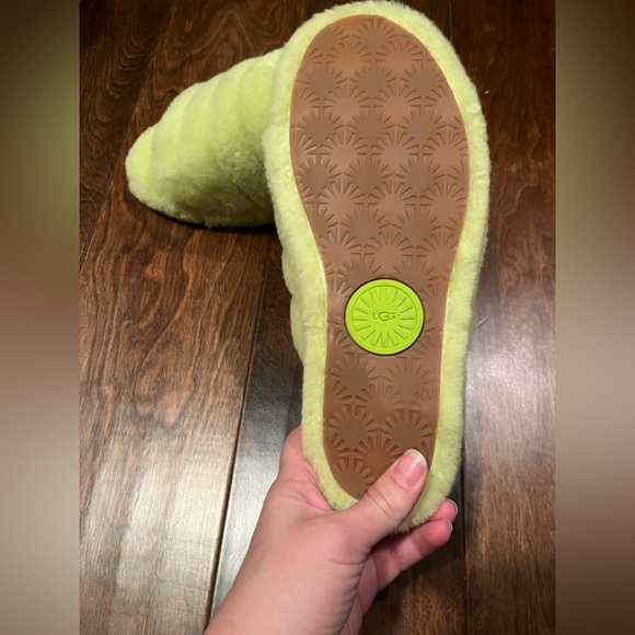 UGG | Shoes | Ugg Uggs Fluff Yeah Slides Neon Yellow 9 Slingback ...